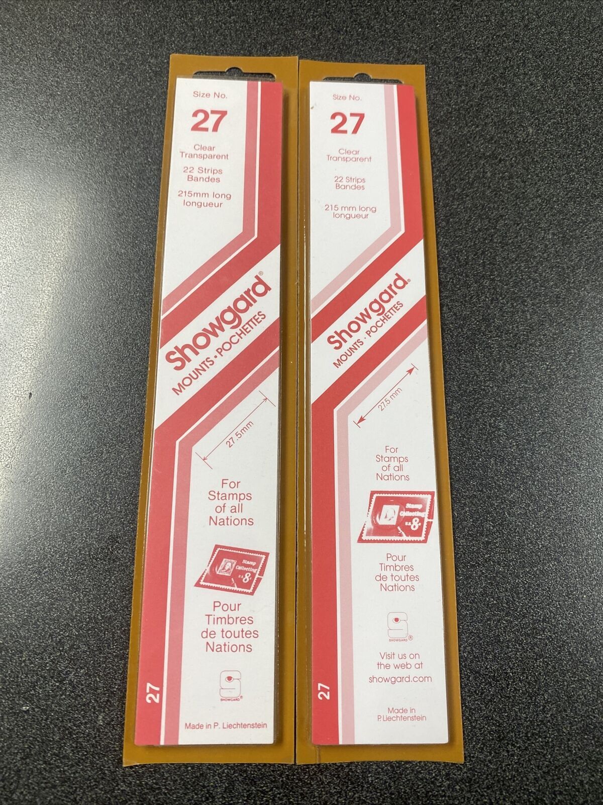Showgard Stamp Mounts - Clear #27 (27x215mm ) 22 Strips Group Of 2 ...