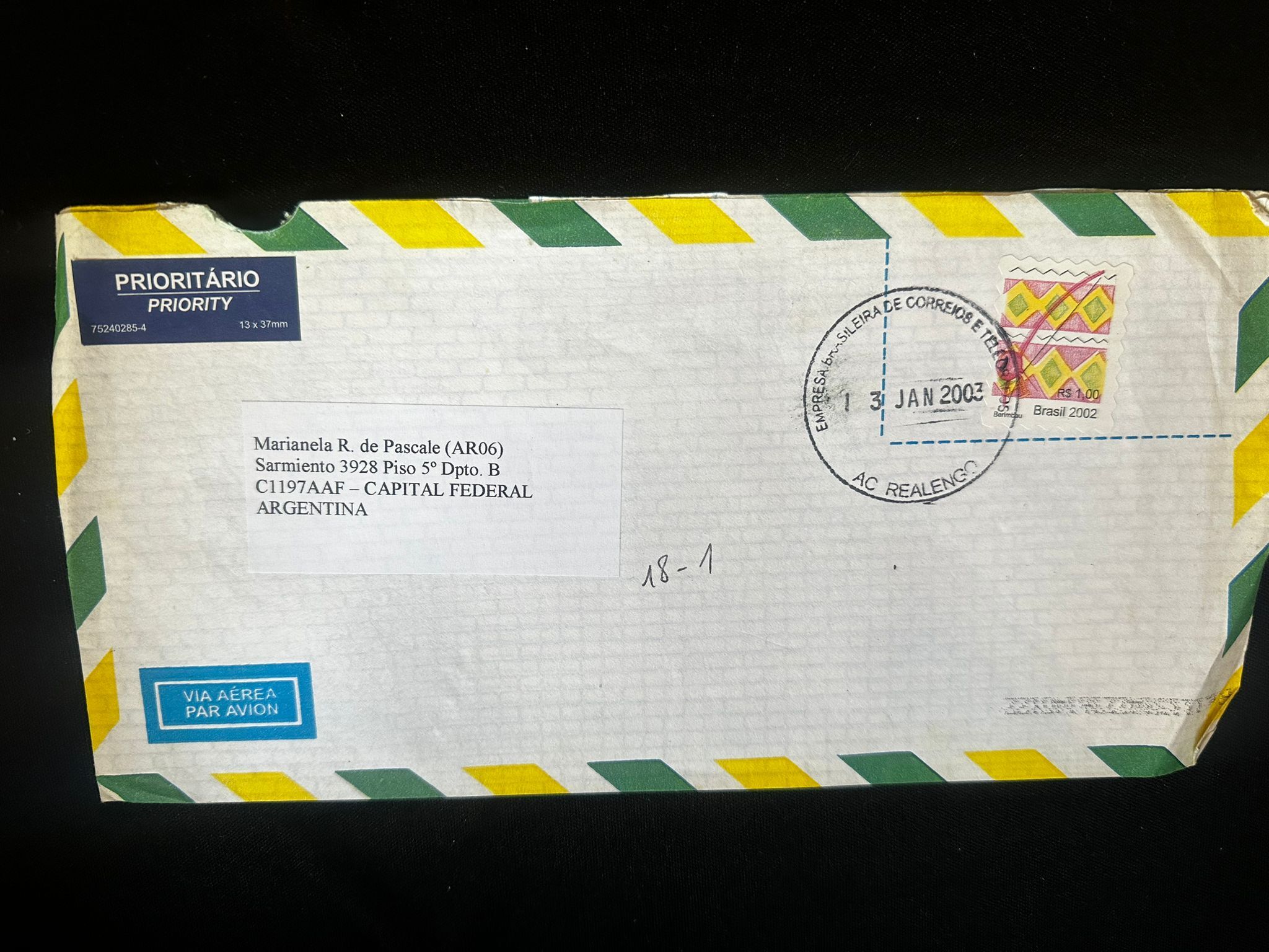 CM) 2003. Brazil. AIR Mail Envelope Sent Argentina. Indigenous Culture ...