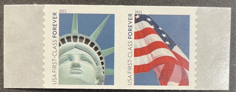 US #4487a Pair MNH First Class Forever Liberty + Flag 2011 [R1112 ...