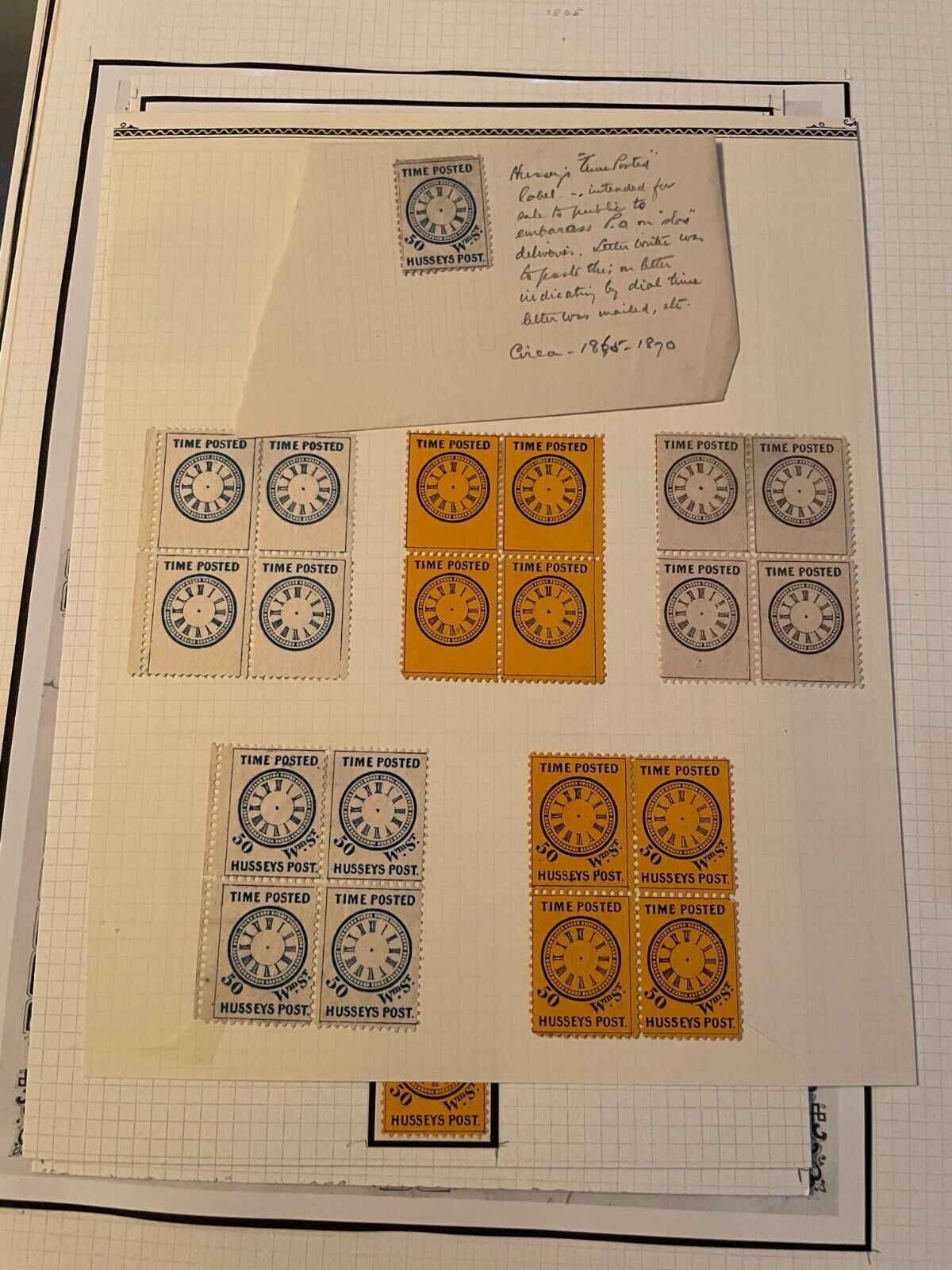 Lot of 375 Hussey's Post Clocked Face Time Posted Label Stamps & More ...