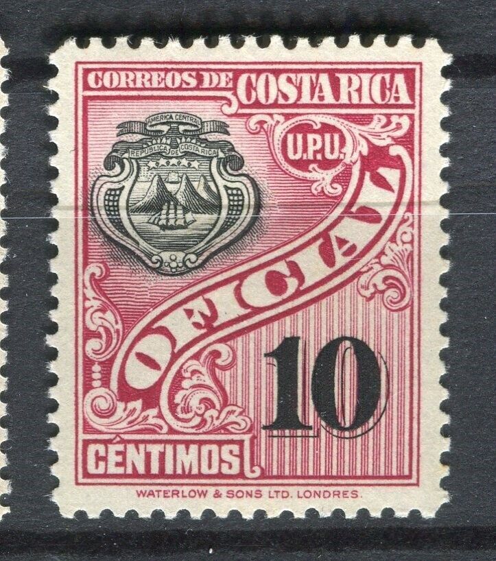 COSTA RICA; 1937 early OFFICIAL Coat of Arms issue Mint hinged 10c ...