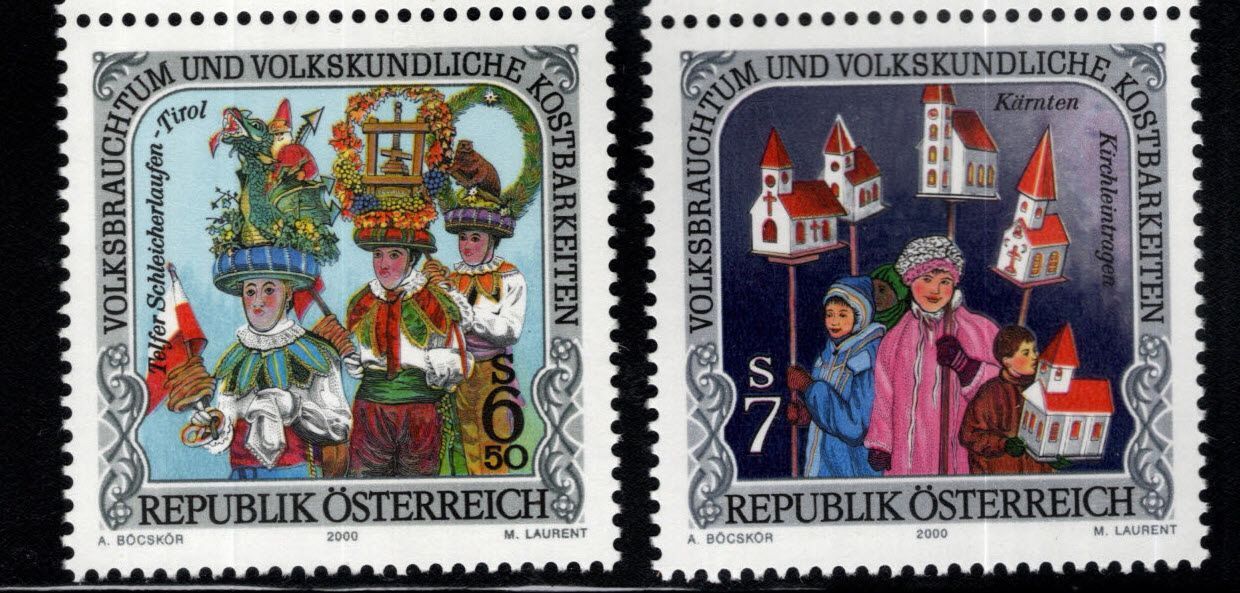 Austria Scott 1805-1806 MNH** 2000 Folklore and Customs set | Europe ...