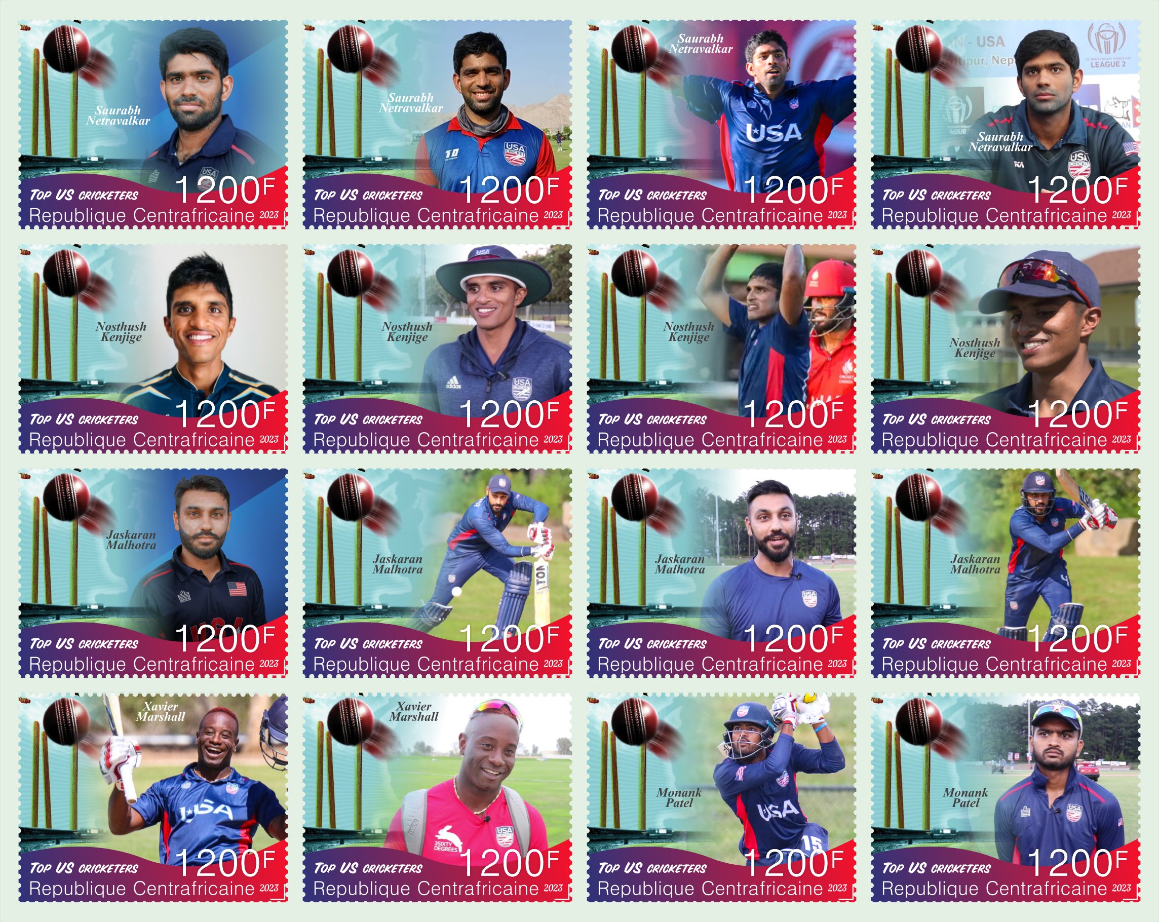 Stamps. Sports. Cricket 2023 year series 16 stamps perforated TSAR ...