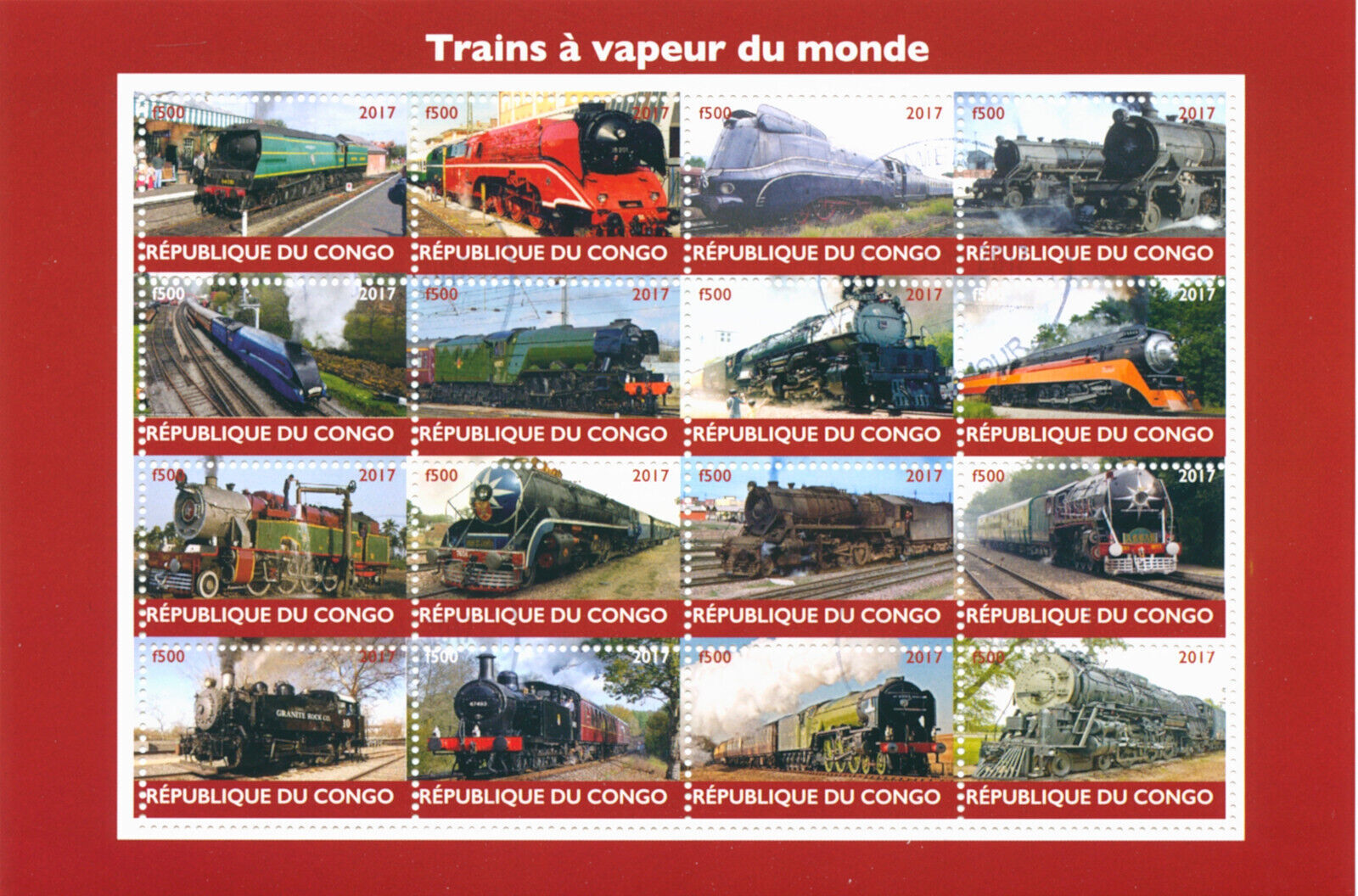 Trains Stamps 2017 CTO Steam Engines of World Locomotives Railways Rail ...