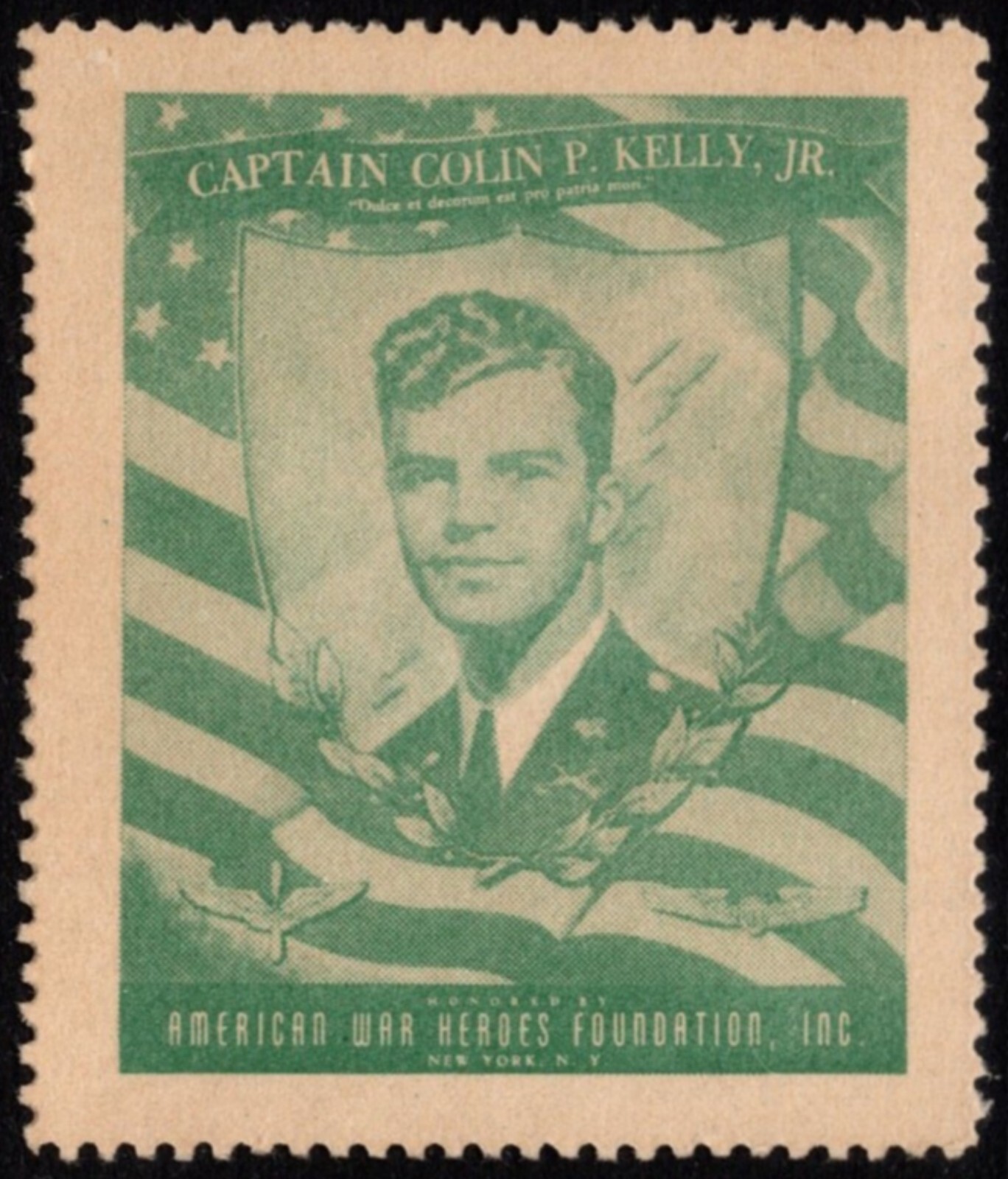 Vintage US Poster Stamp Captain Colin P. Kelly, Jr. It Is Sweet And ...