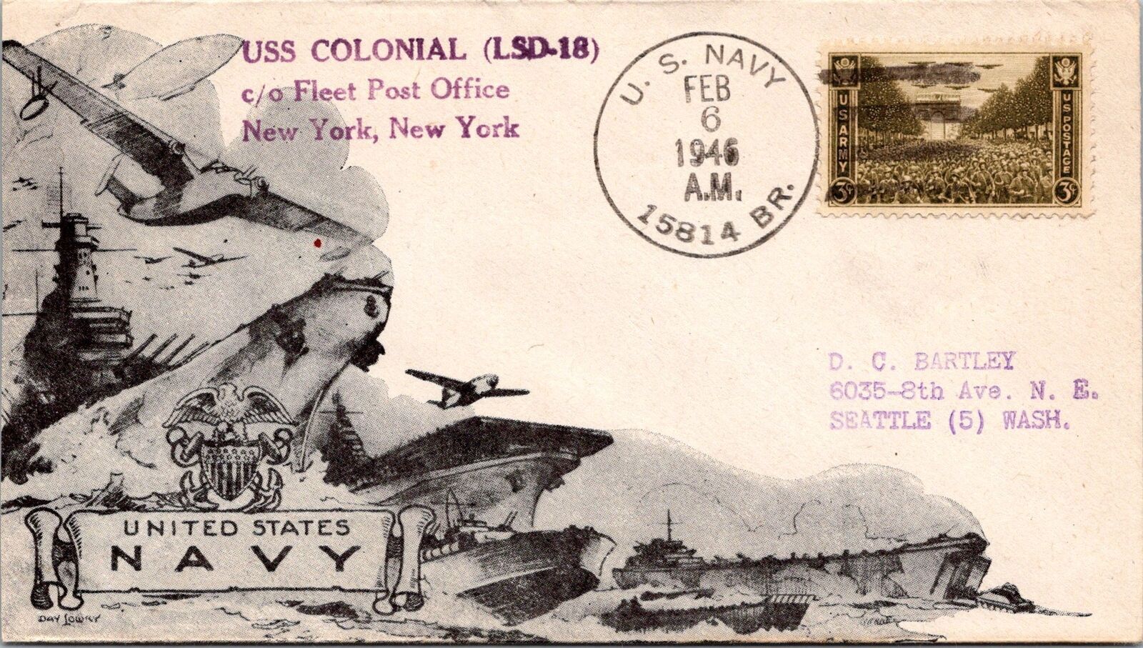 USS Colonial - 2.6.1946 - New York, Ny - F45241 | United States, Stamp ...