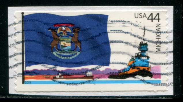 4298 US 44c Flag Series: Michigan SA coil, used on paper | United ...