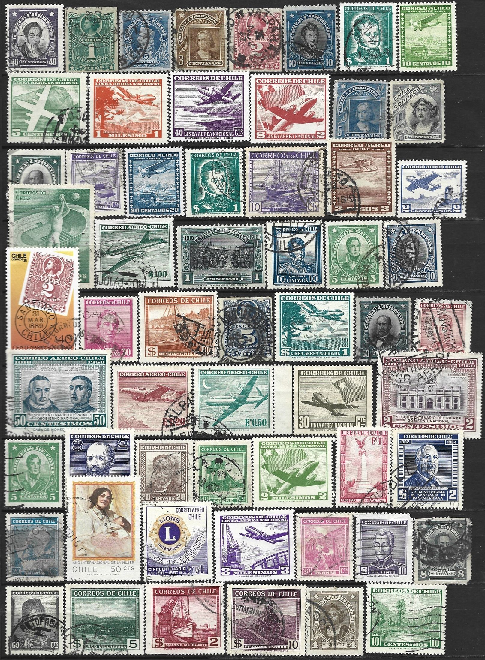 Collection LOT 12767 Chile 59 AC Stamps | Central & South America ...
