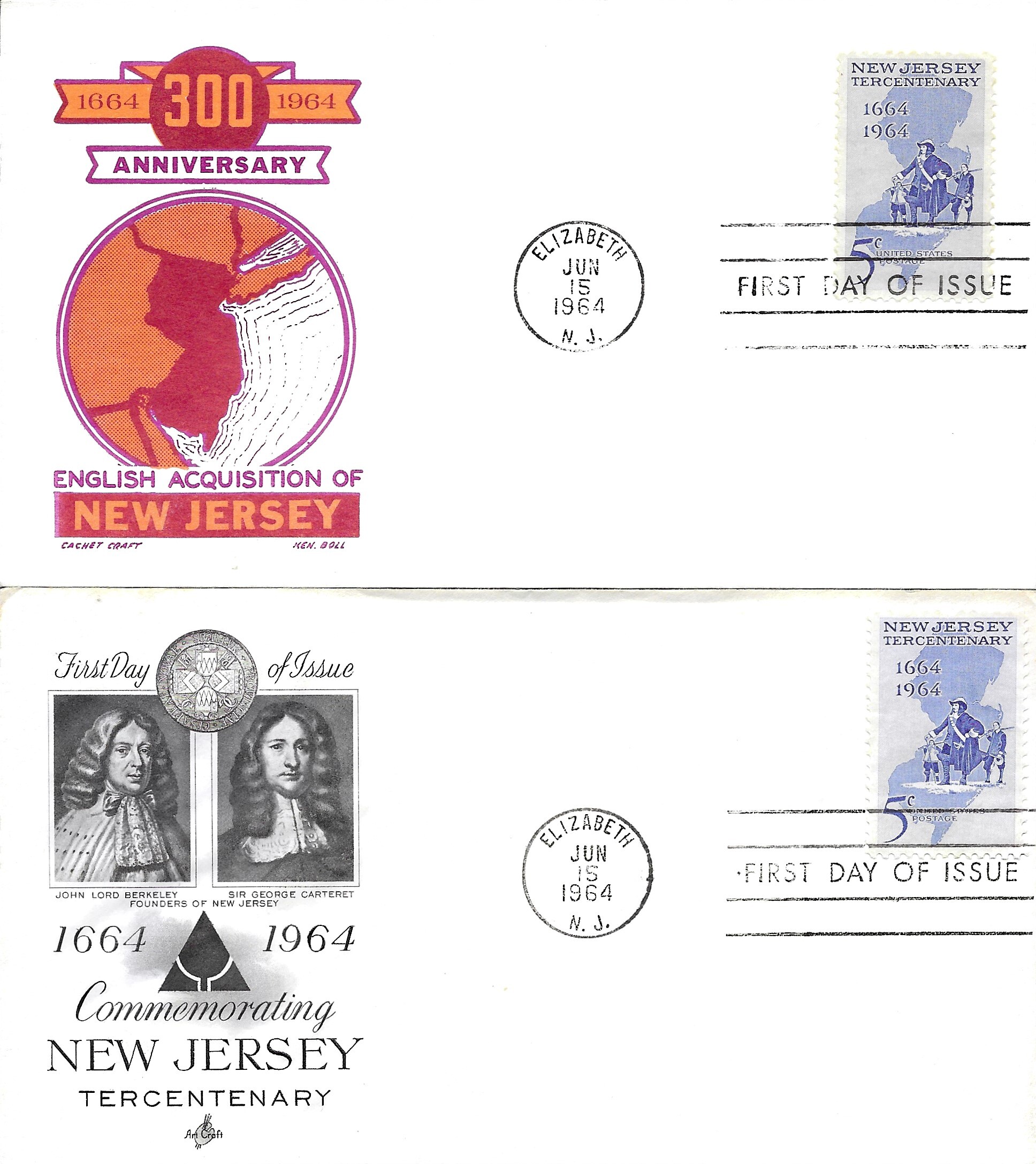 1964 FDC, #1247, 5c New Jersey Statehood, CC/Boll & Art Craft | United ...