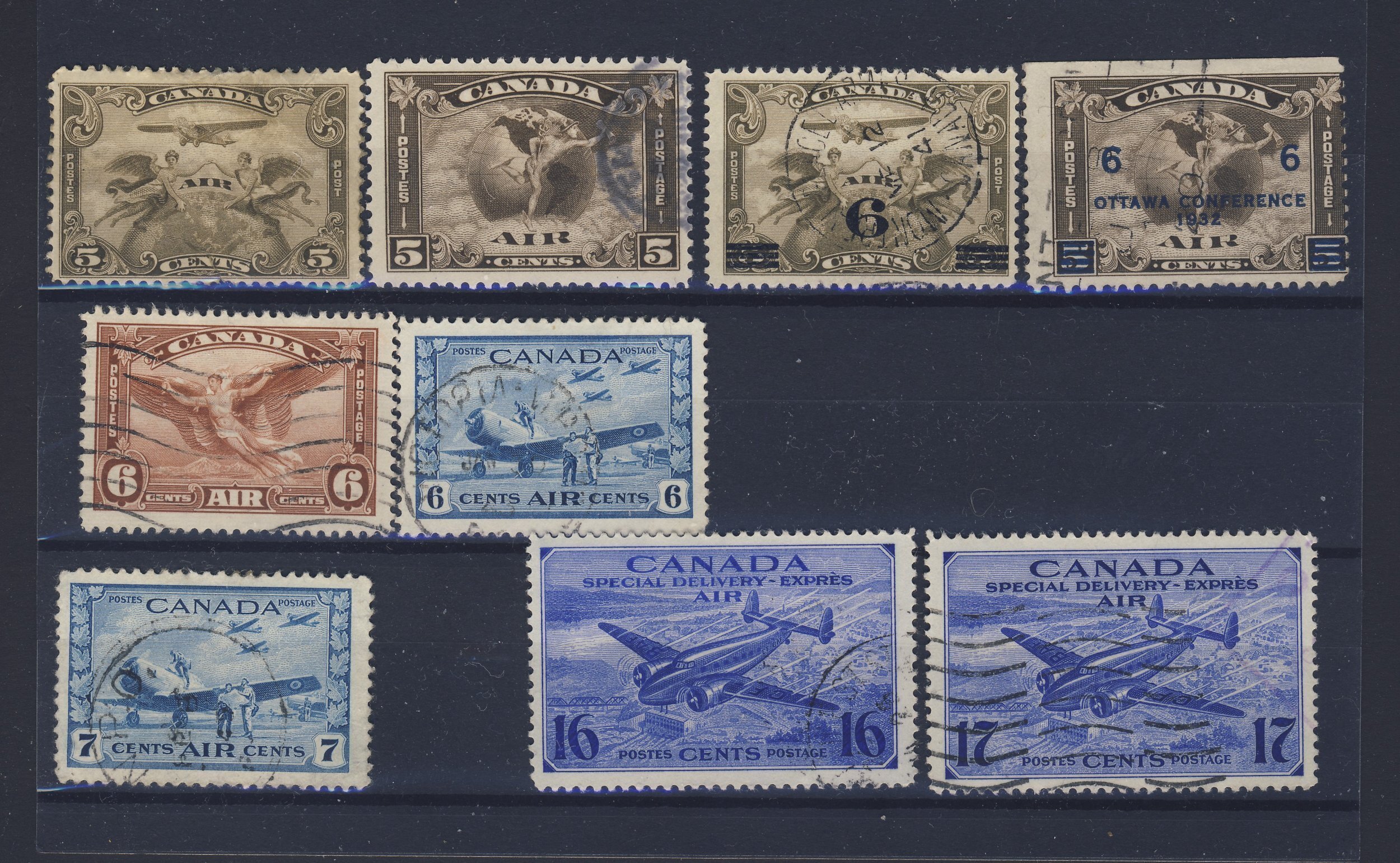 Canada Air Mail Used Stamps #C1-C2-C3-C4-C5-C7-C8-CE1-2 | Canada, Air ...