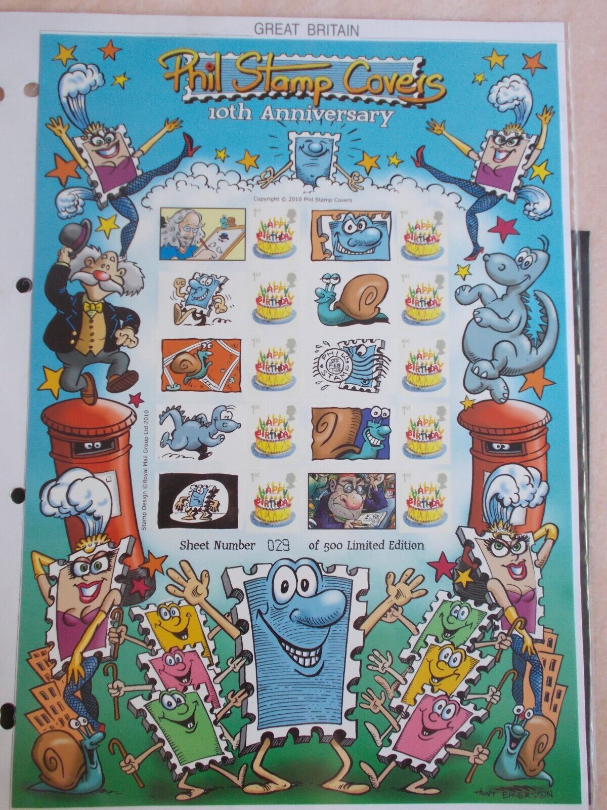 Phil Stamp Covers 10th Anniversary Limited Edition Smiler Sheet (29 of ...