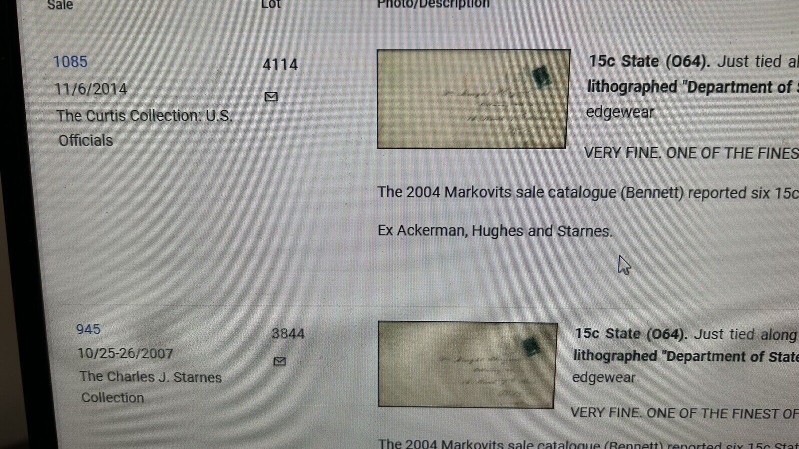 O64 State Dept Used on O.B. Cover ex Hughes, Ackerman, Starnes, Curtis ...