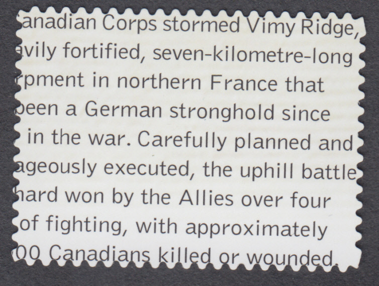 Canada- #2982x Vimy Ridge Memorial Type 4 Die Cut Stamp From Quarterly ...