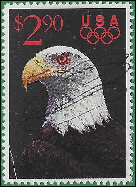 #2540 $2.90 Priority Mail Eagle and Olympic Rings 1991 Used | United ...