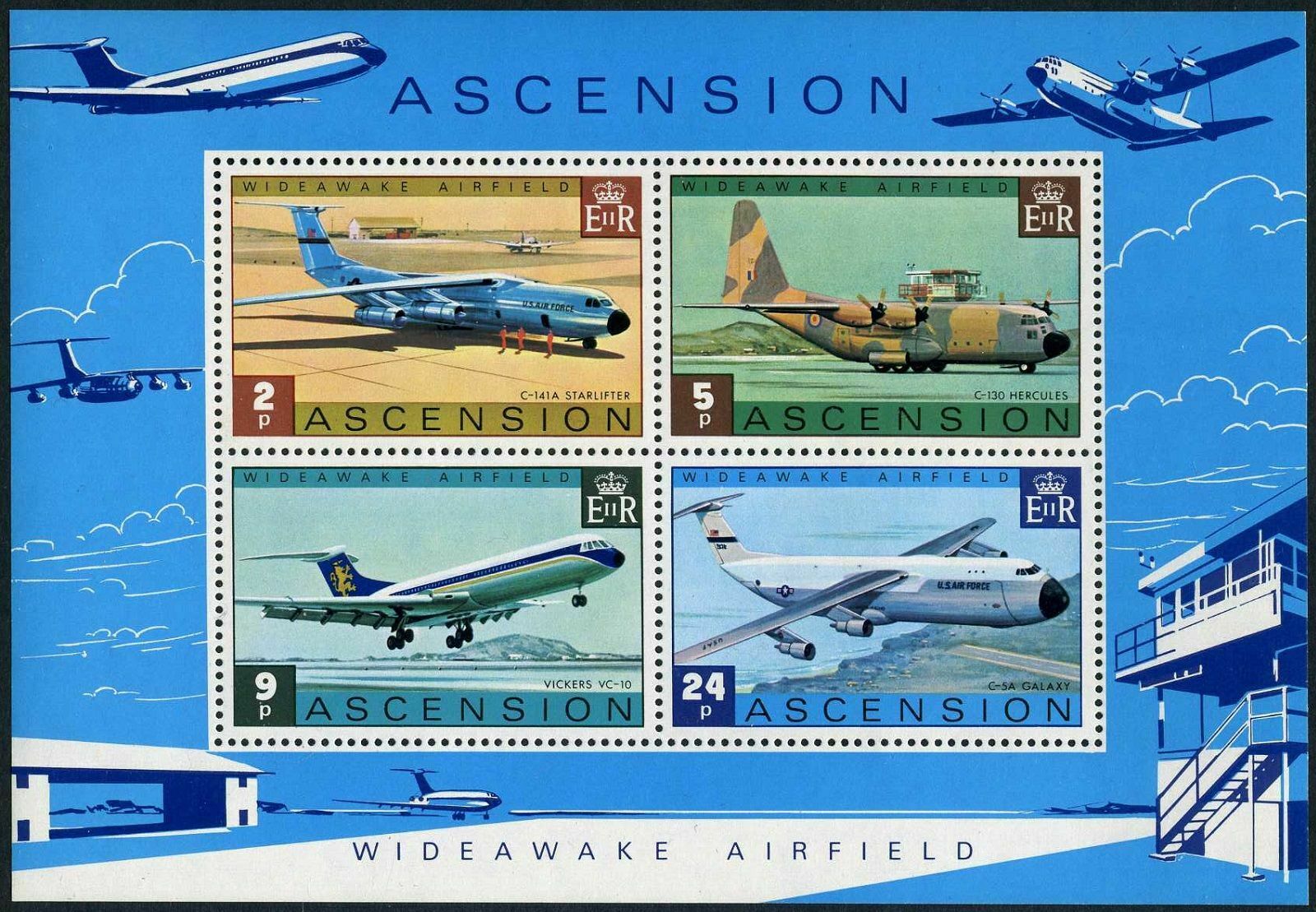 Ascension 188a,MNH.Michel Bl.8. Wideawake Airfield 1975,Planes.Air ...