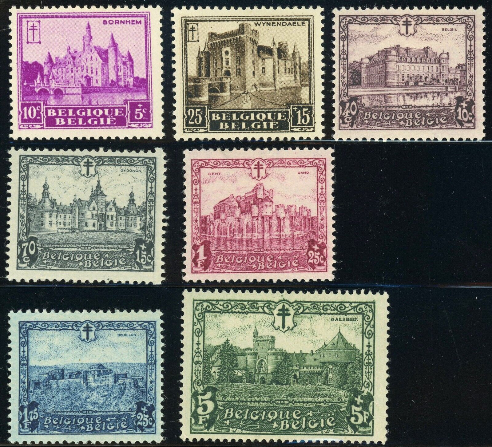Belgium #B99-B105 Castles Semi-Postal Stamps Set Europe 1930 Mint LH OG ...