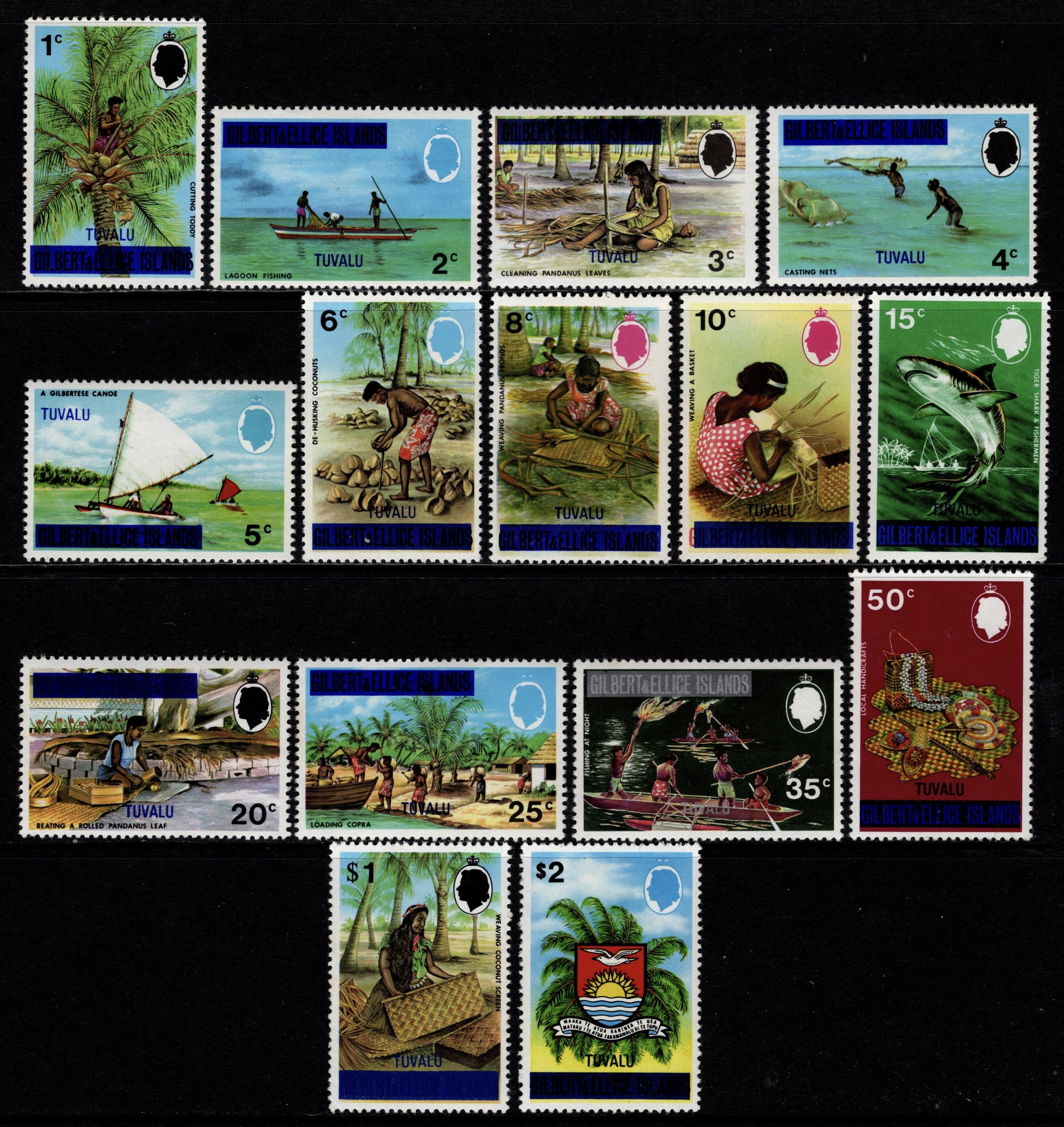 Tuvalu 1976 Stamps of Gilbert & Ellice Islands Optd., Set [Unused ...