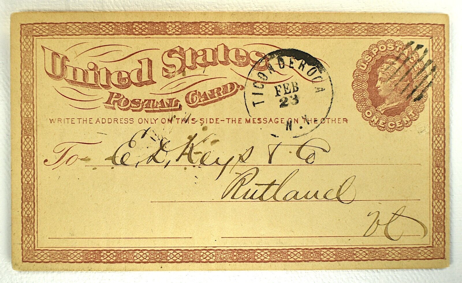 US Postal Card Scott #Ux3 Small Watermark Handwritten NY, 1873 | United ...