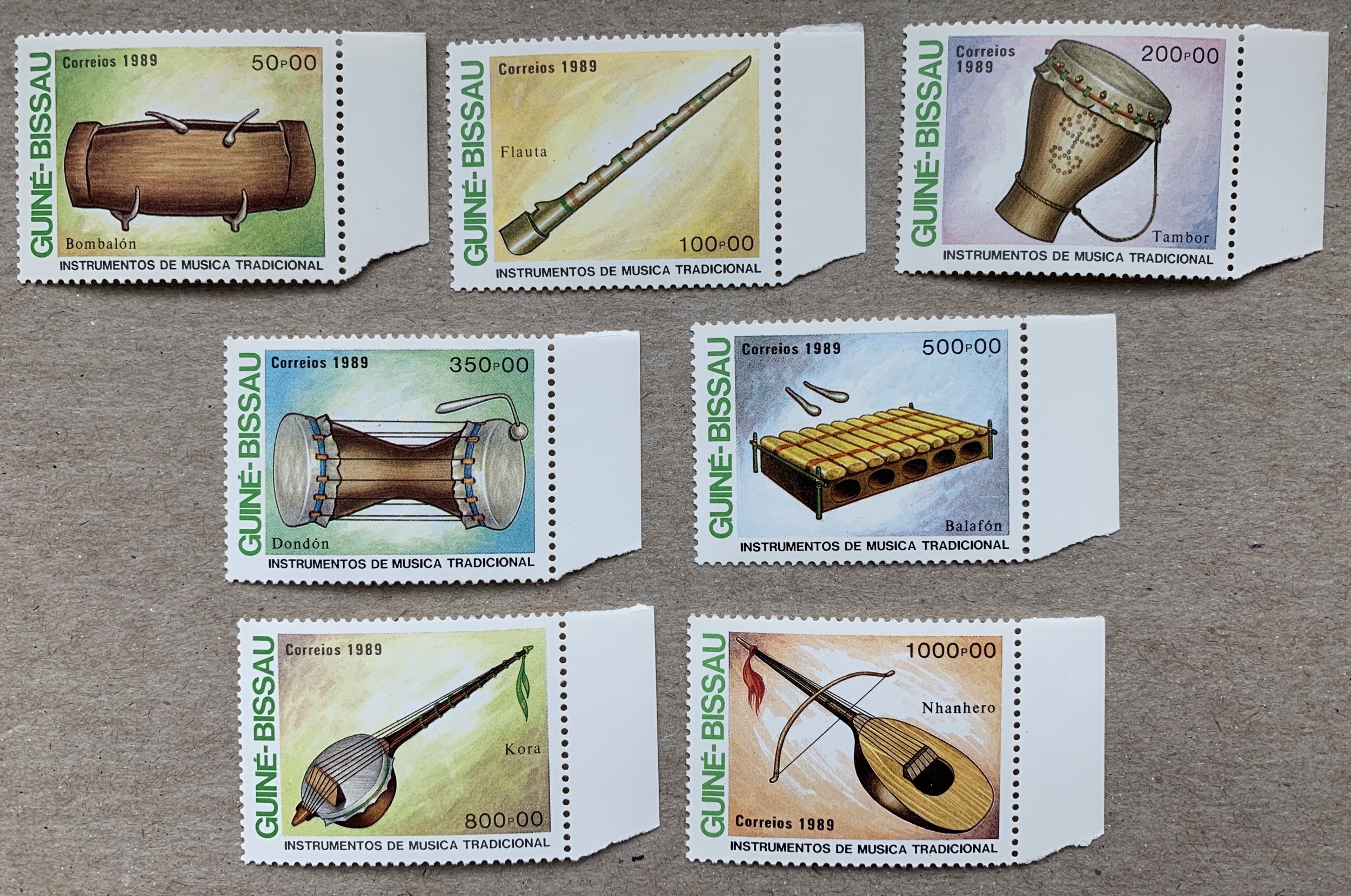 Guinea-Bissau 1989 Musical Instruments, MNH. Scott 834-840, CV $9.50 ...