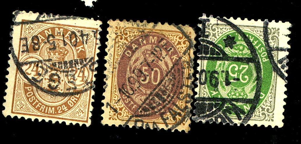 Denmark 49-51 Used FVF Cat $50 | Europe - Denmark, General Issue Stamp ...