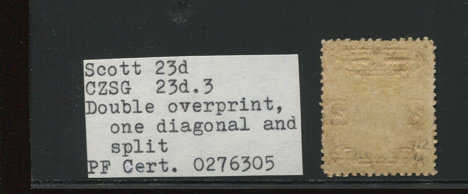 Canal Zone 23d Double Overprint one Diagonal Var Mint Stamp with PF ...