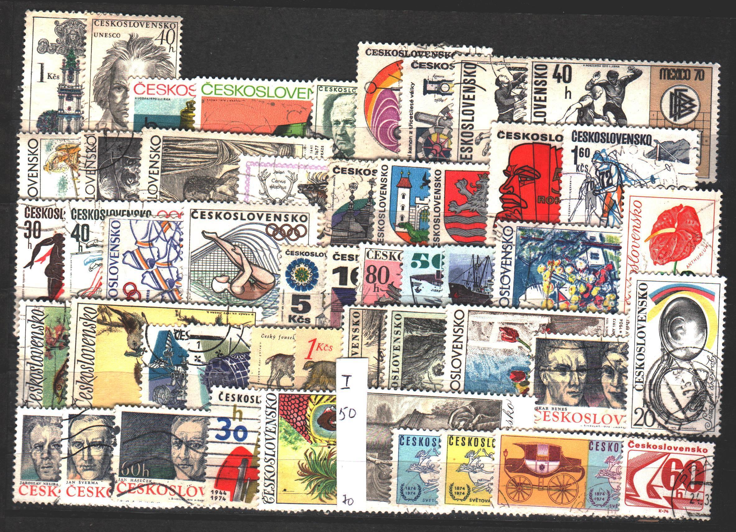 Czechoslovakia. 1970. 70s 1. Collection of 50 different stamps of ...