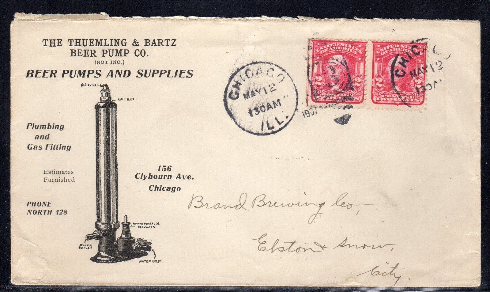 US Chicago IL Beer Pumps & Supplies Illustrated Ad 1907 c315 | United ...