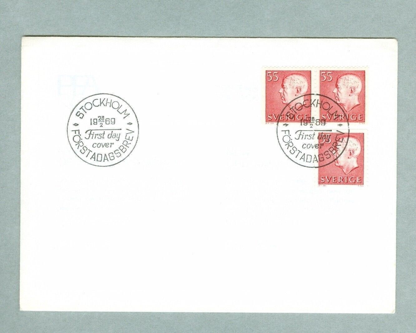 Sweden. FDC. 1969. King Gustaf VI Adolf 3 x 55 Ore. Engraver: Cz ...