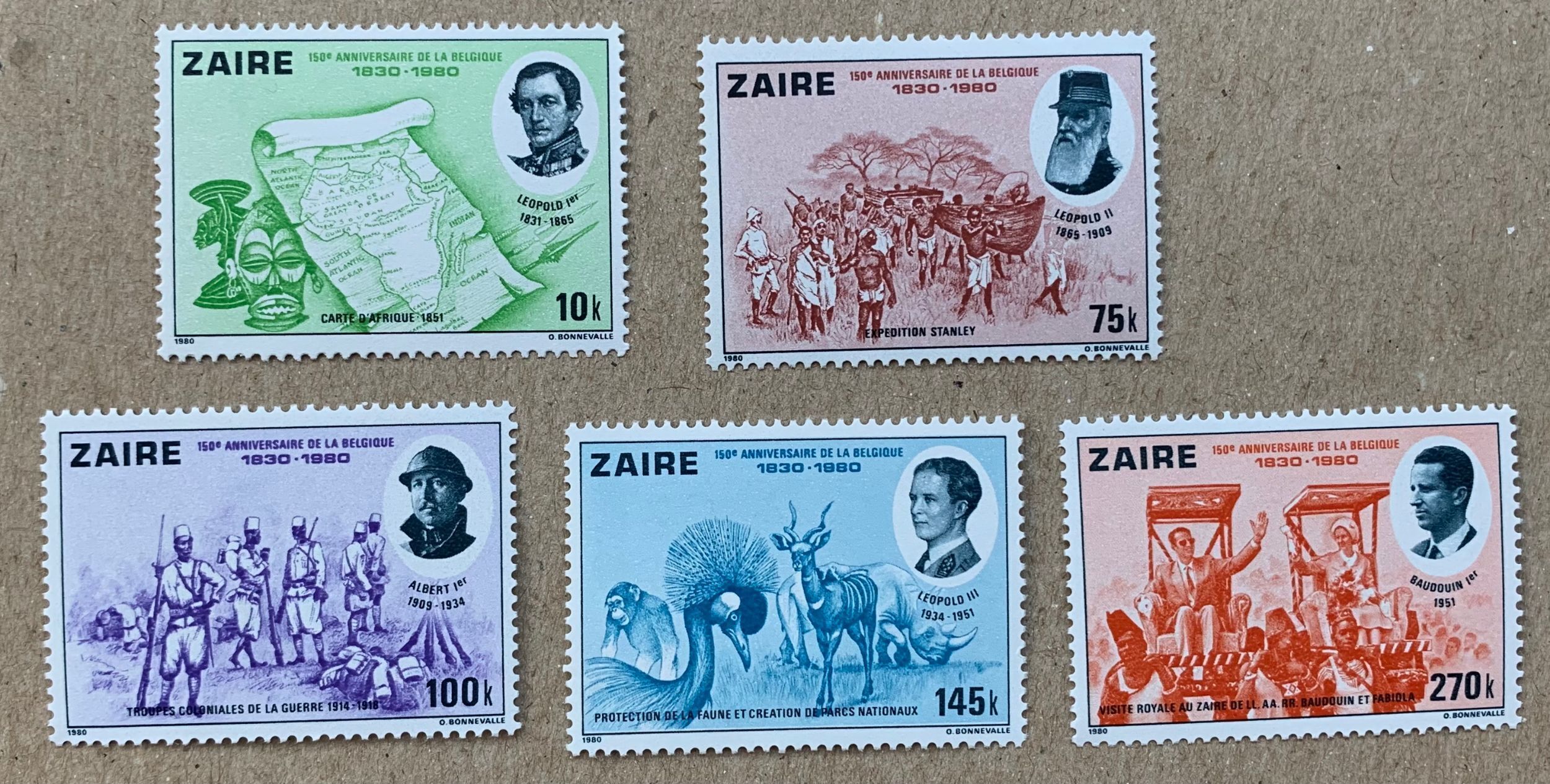 Zaire 1980 Belgian Independence, MNH. Scott 986-990, CV $10.85 | Africa ...