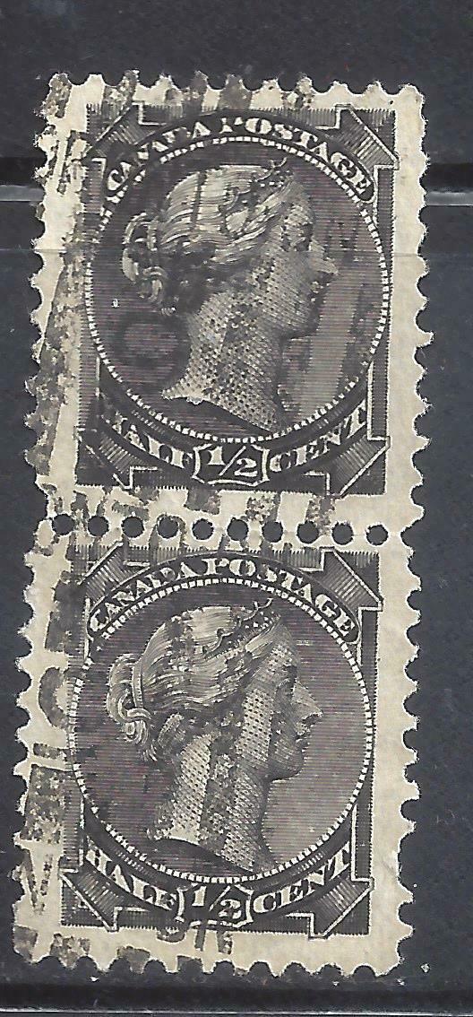 Canada Minor Re-Entries 1/2c Small Queen Pair Scott 34iv VF Used ...