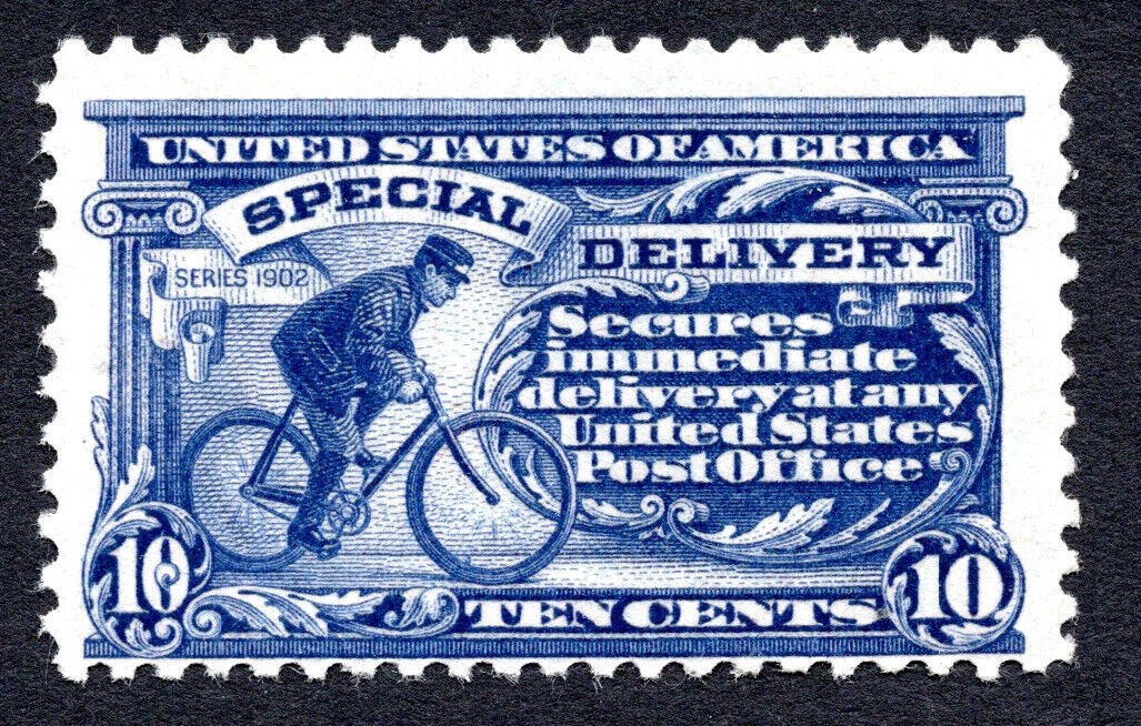 US 1917 10¢ Special Delivery Stamp #E11 Ultramarine RARE PINK BACK MH ...