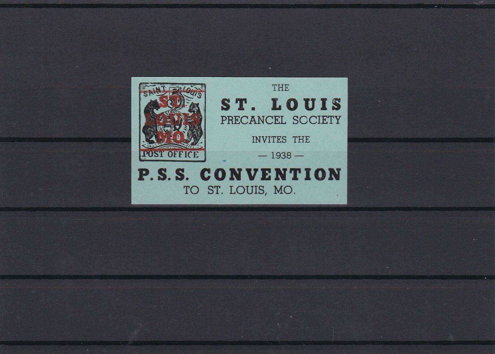 St. Louis Precancel Society 1938 Invites Convention Mint Nevr Hinged ...