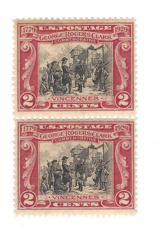 SCOTT 651 "Surrender of Ft. Sackville" 2c 1927 MNH OG Vertical pair ...