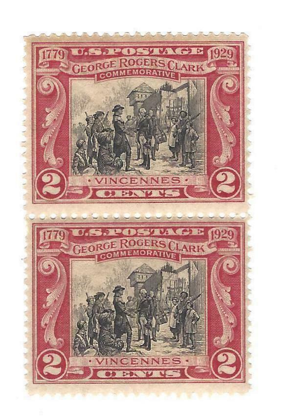 SCOTT 651 "Surrender of Ft. Sackville" 2c 1927 MNH OG Vertical pair ...