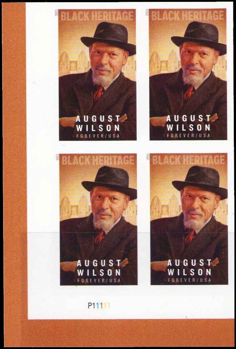 US 5555a August Wilson Imperf No Die Cuts Forever Plate Block MNH 2021 ...
