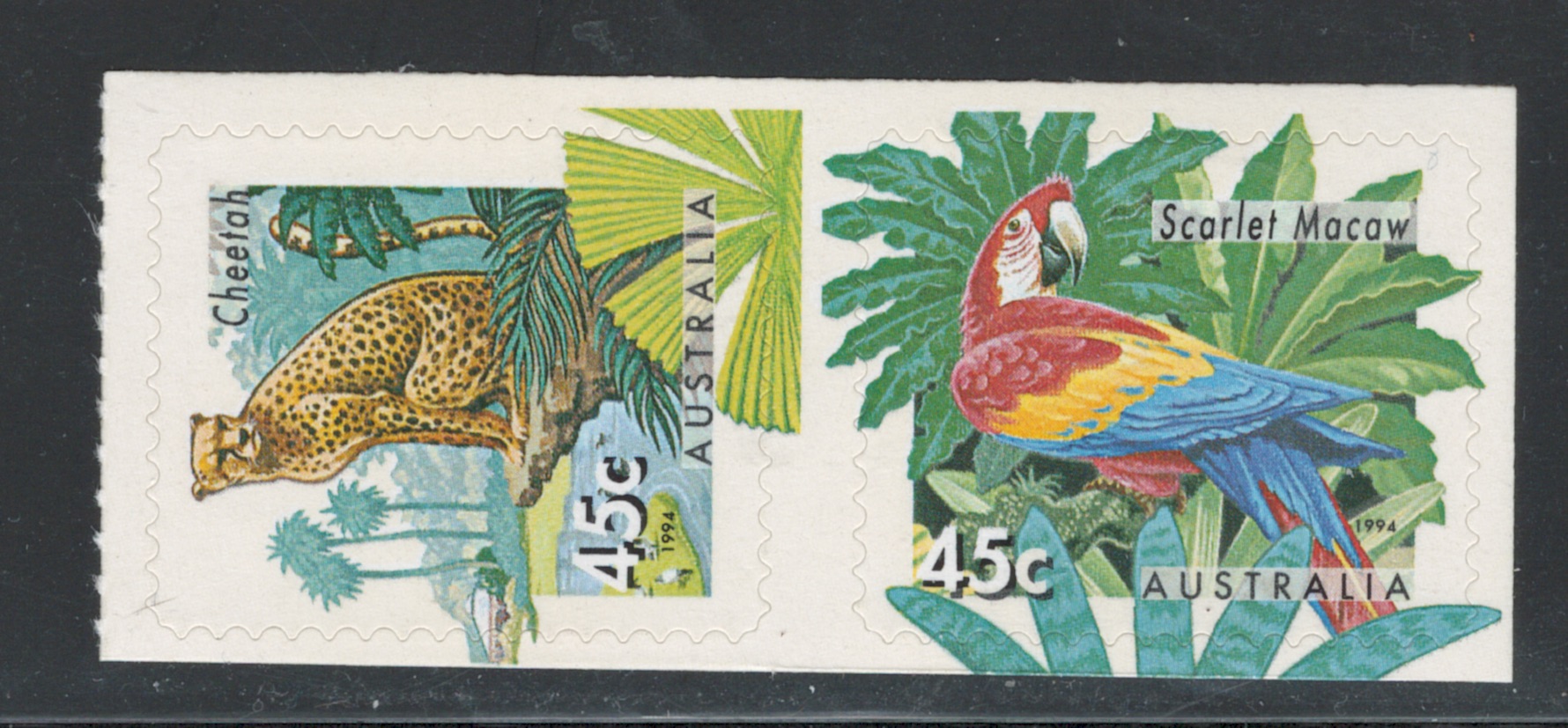 Australia 1994 Scarlett Macaw & Cheetah Scott # 1390 - 1391 MNH Pair ...