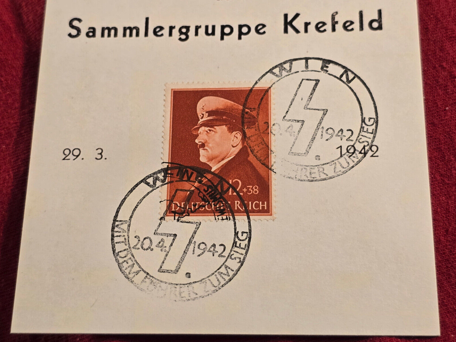 KDF Postcard W Adolf Hitler Birthday Stamp 1942 WW2 Wwii German ...