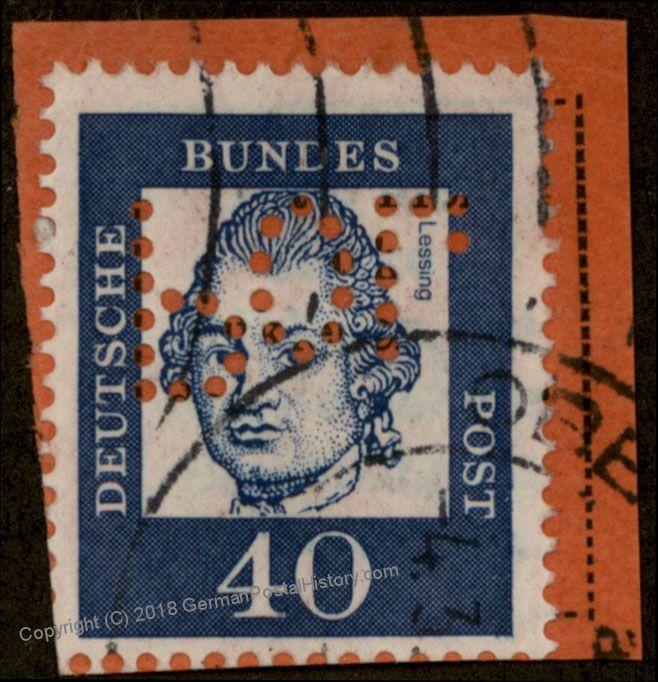 Germany BRD Bundes Polizei POL Lochung Police Perfin Official Stamp ...