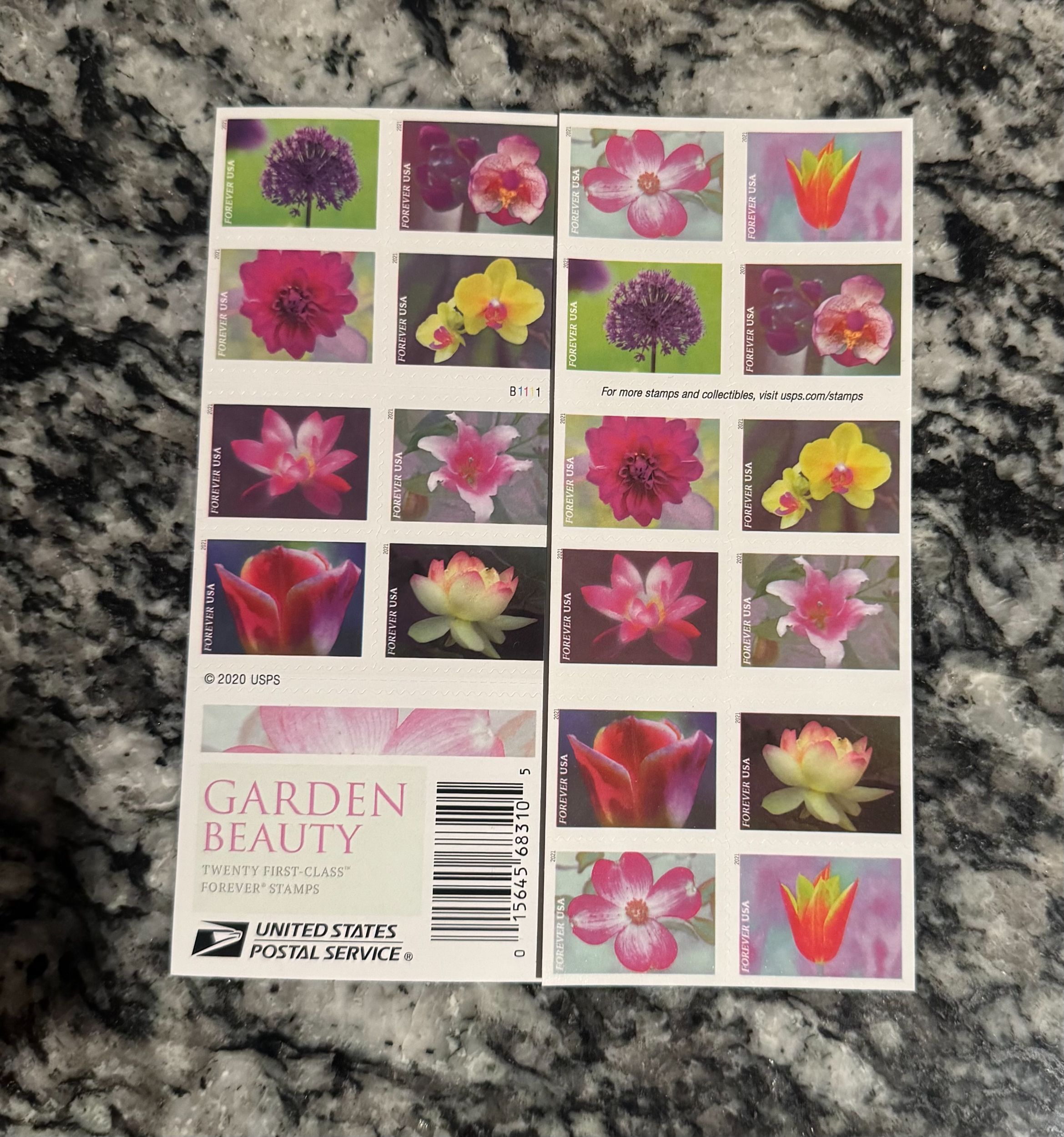 US Garden Beauty Forever Stamps - Booklet Pane of 20x5 100 Forever ...