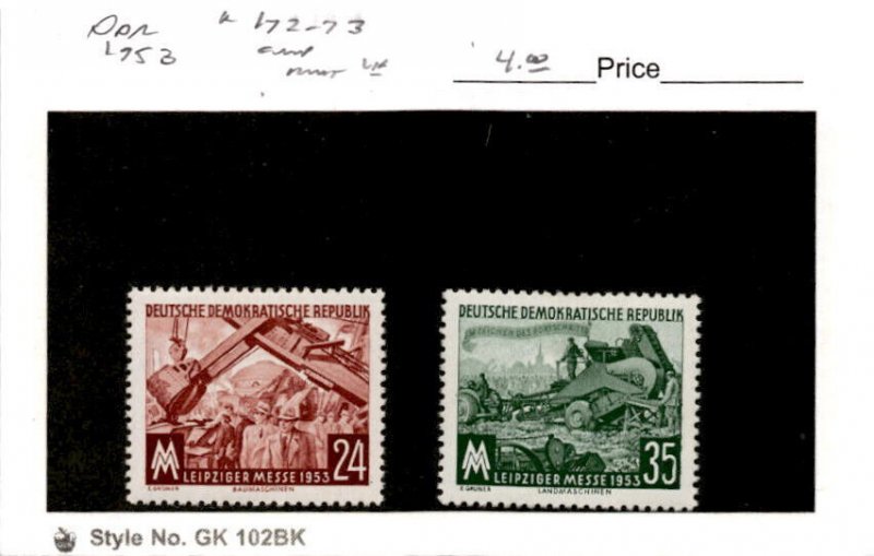 Germany - DDR, Postage Stamp, #172-173 Mint LH, 1953 Leipzig Fair (AD ...