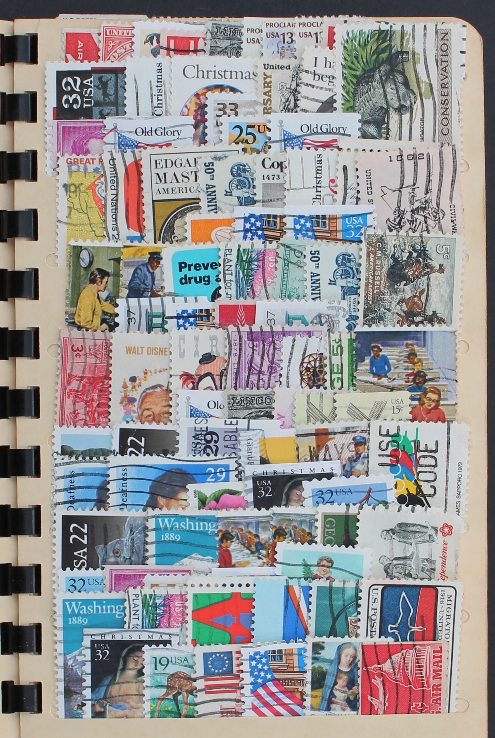 US Stamp Collection 1000 US Stamps Used USA in Vintage Stock Book Album ...