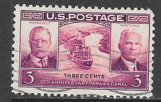 USA 856: 3c Theodore Roosevelt, Gen. George W. Goethals, Ship, used, F ...