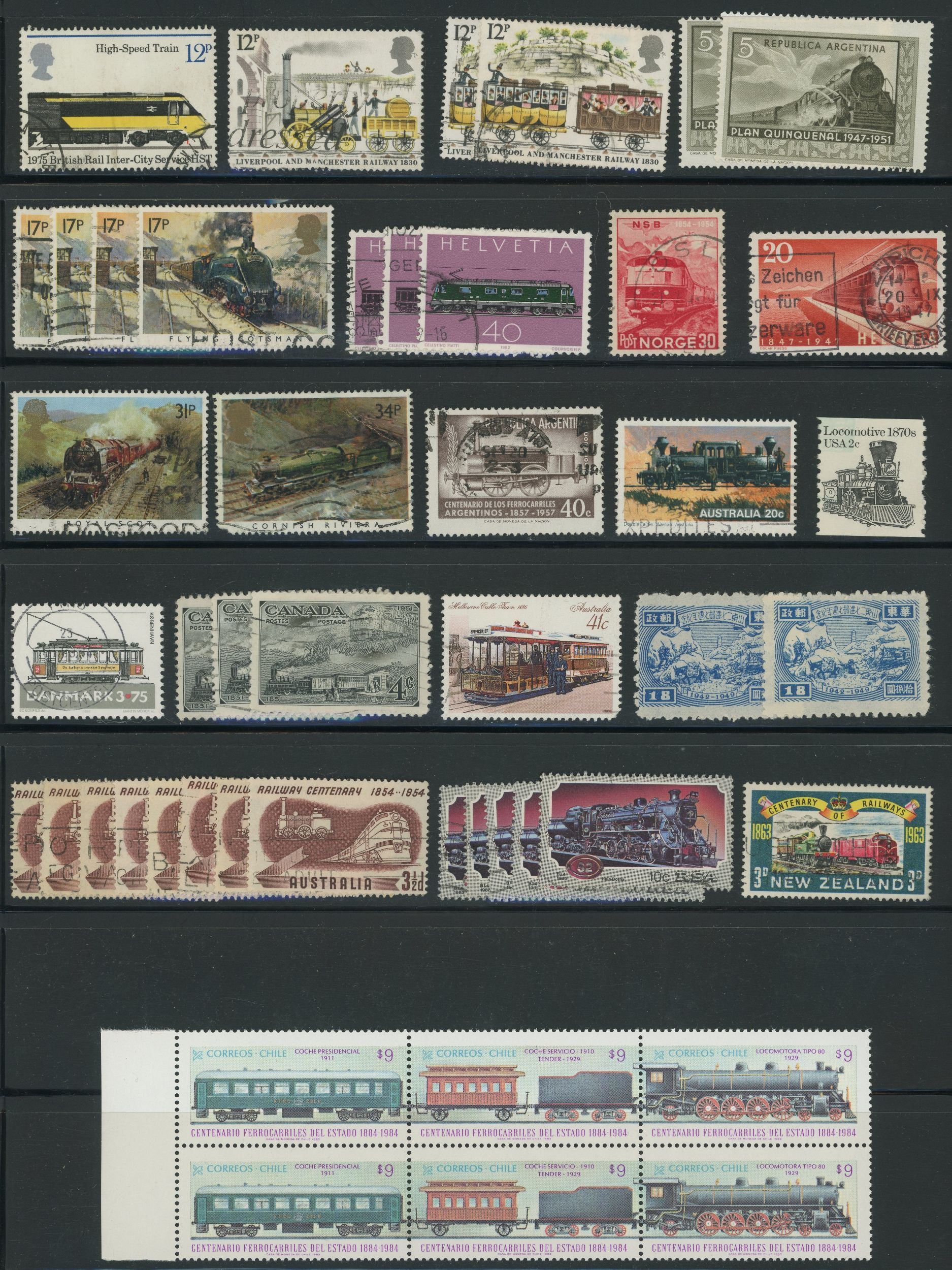 TOPICAL: Train Stamp Collection - Mix of Mint & Used - See scans ...