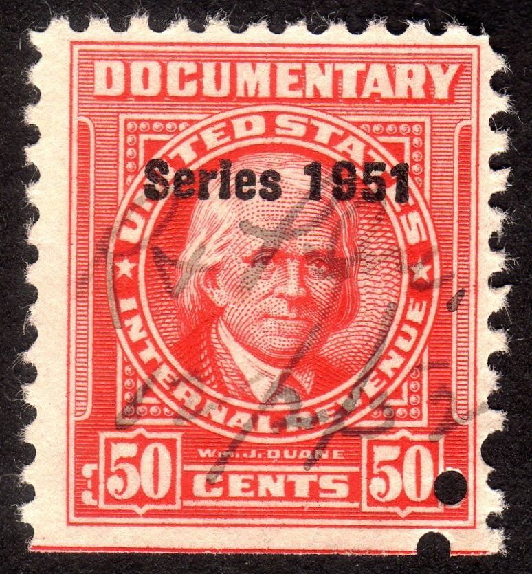 1951, US 50c, Documentary, Used, Sc R571 | United States, Revenues ...