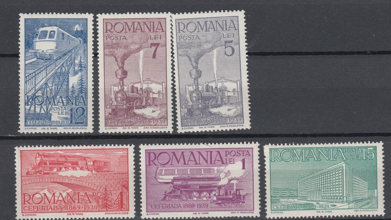 Romania 1939 STAMPS Steam Engines Trains Rail Locomotives Transport MNH ...
