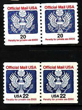 USA-Sc#O135-6- id8-unused NH Official coil pairs-1983- | United States ...