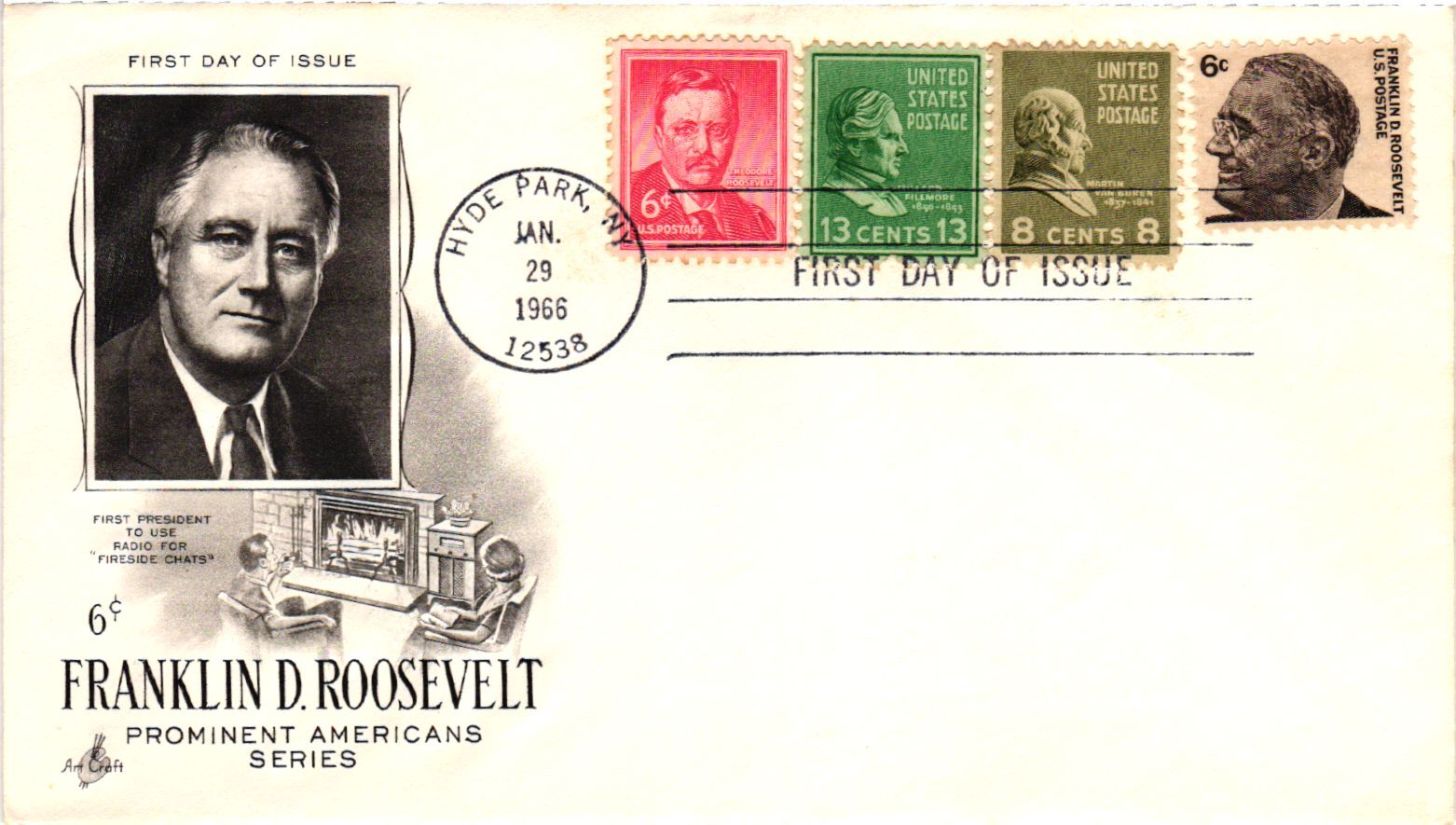#1284 Franklin D. Roosevelt FDR – 4 stamp Combo - Artcraft Cachet SCBL ...