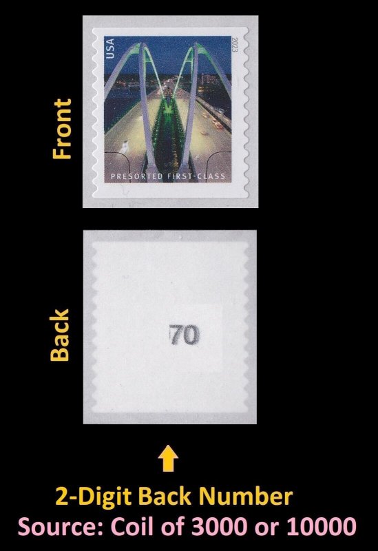US 5810 Bridges presorted first-class 25c single 2d back # MNH 2023 ...