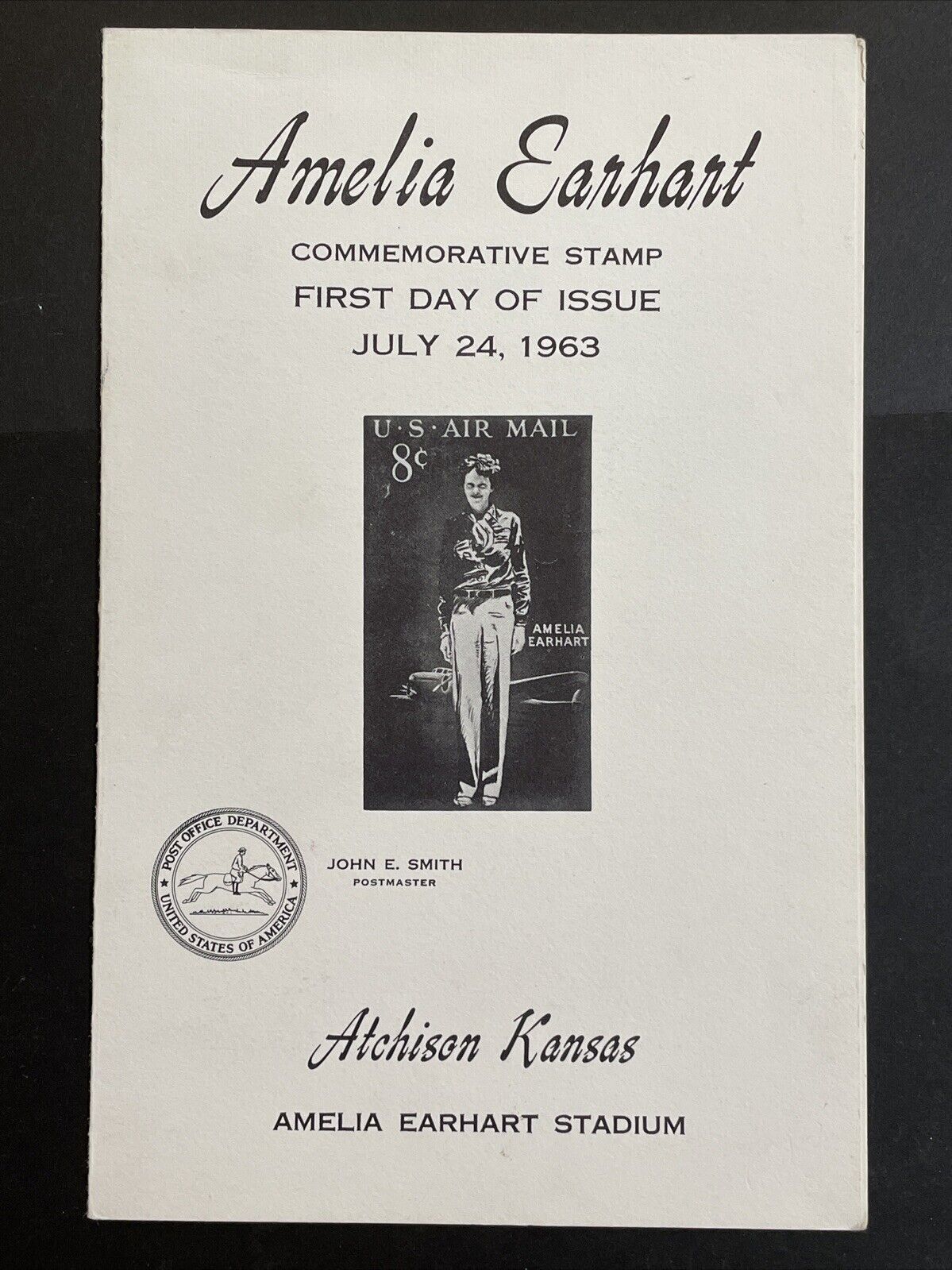 1963 Amelia Earhart Airmail First Day Ceremony Program Sc# C68 | United ...