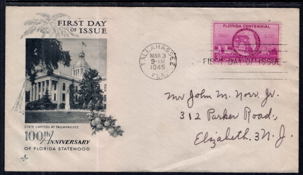US 927 Florida Statehood Artcraft Pen FDC | United States, General ...
